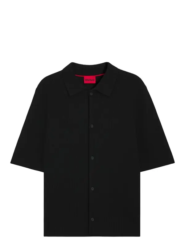 Hugo Regular-fit Shirt With Ribbed Structure - Black