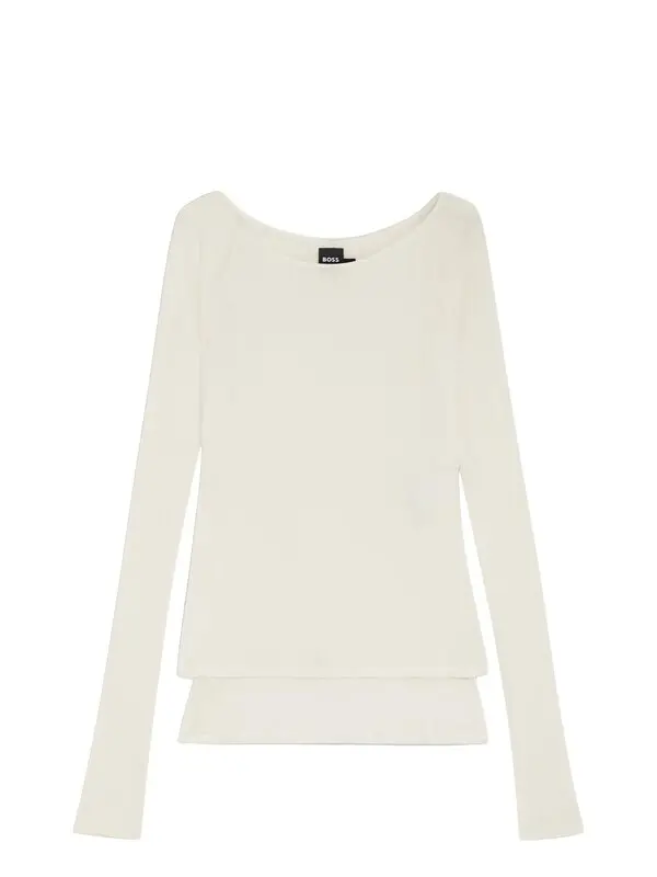 BOSS Sheer-jersey Top With Double Layer - White
