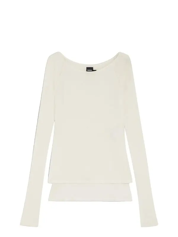 BOSS Sheer-jersey Top With Double Layer - White