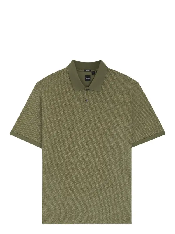 BOSS Mercerized-cotton Polo Shirt With Printed Monograms - Green