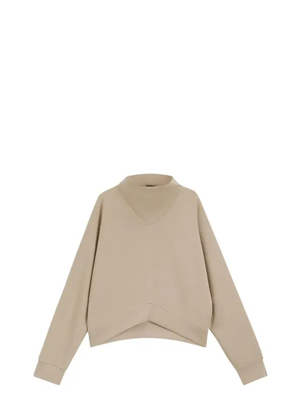 BOSS Draped Funnel Neck Sweatshirt - Light Beige