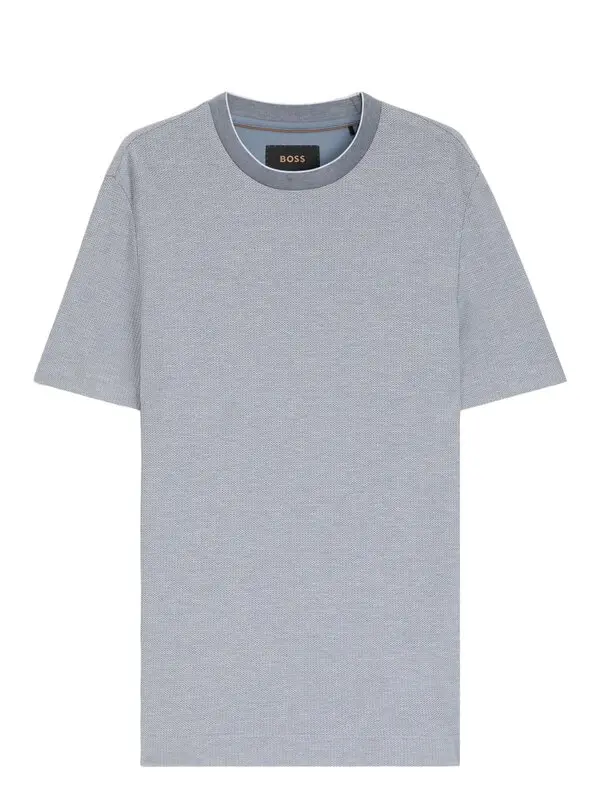 BOSS Cotton-silk T-shirt With Rich Structure - Light Grey