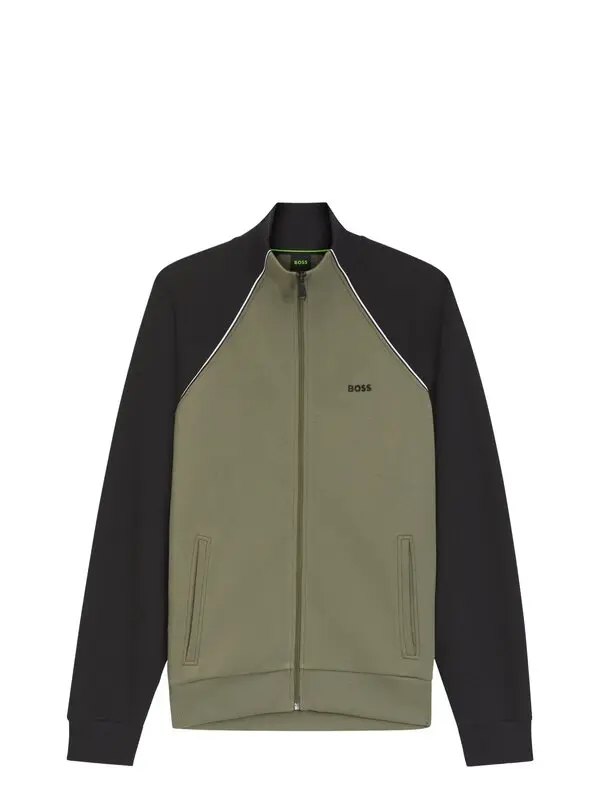 BOSS Contrast-piping Cotton-blend Sweatshirt - Khaki