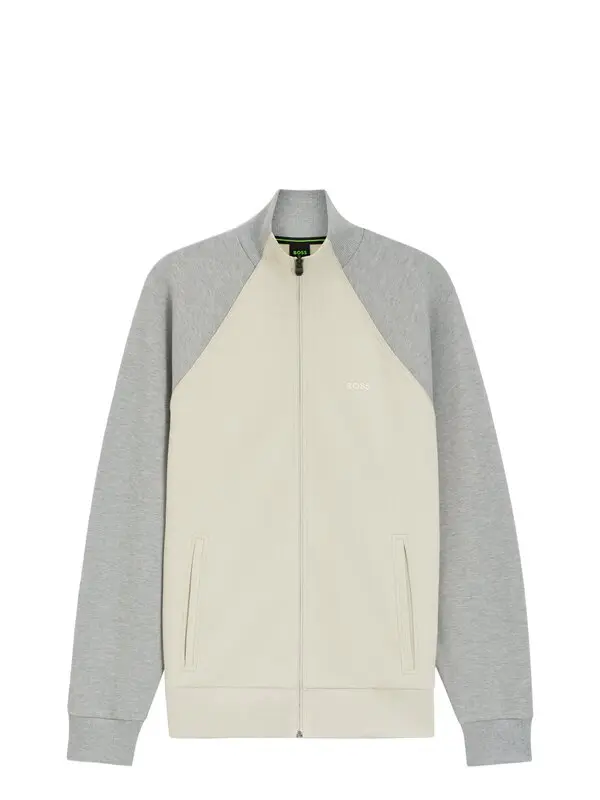 BOSS Contrast-piping Cotton-blend Sweatshirt - Light Beige