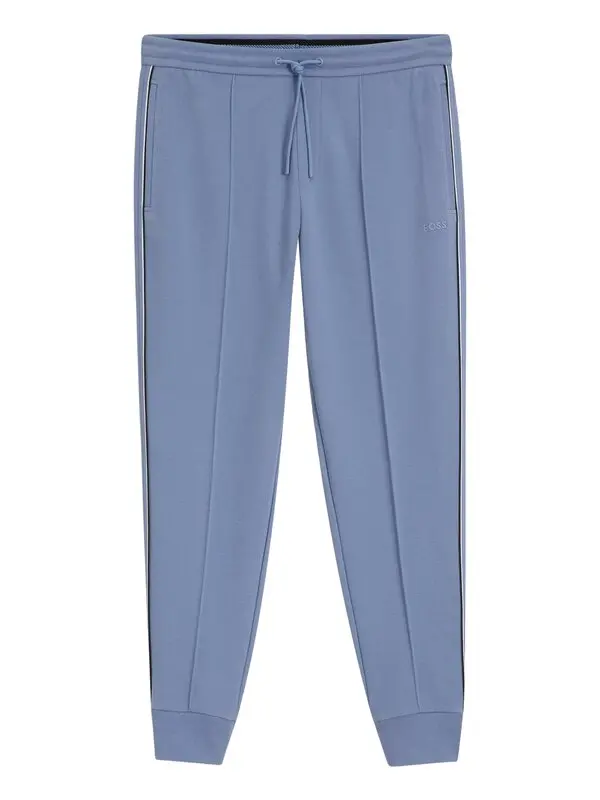 BOSS Piping-detail Tracksuit Bottoms In A Cotton Blend - Light Blue