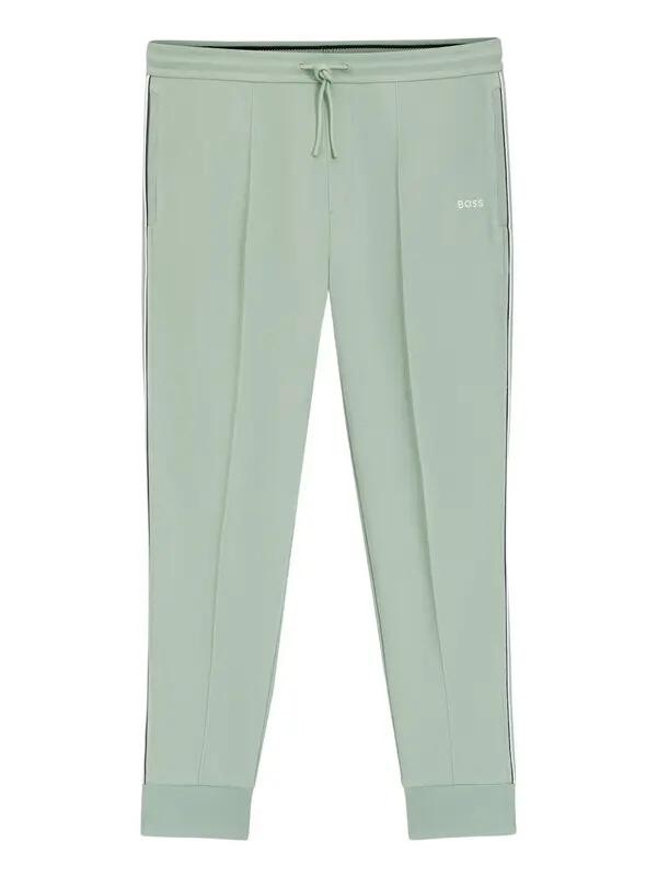 BOSS Piping-detail Tracksuit Bottoms In A Cotton Blend - Light Green