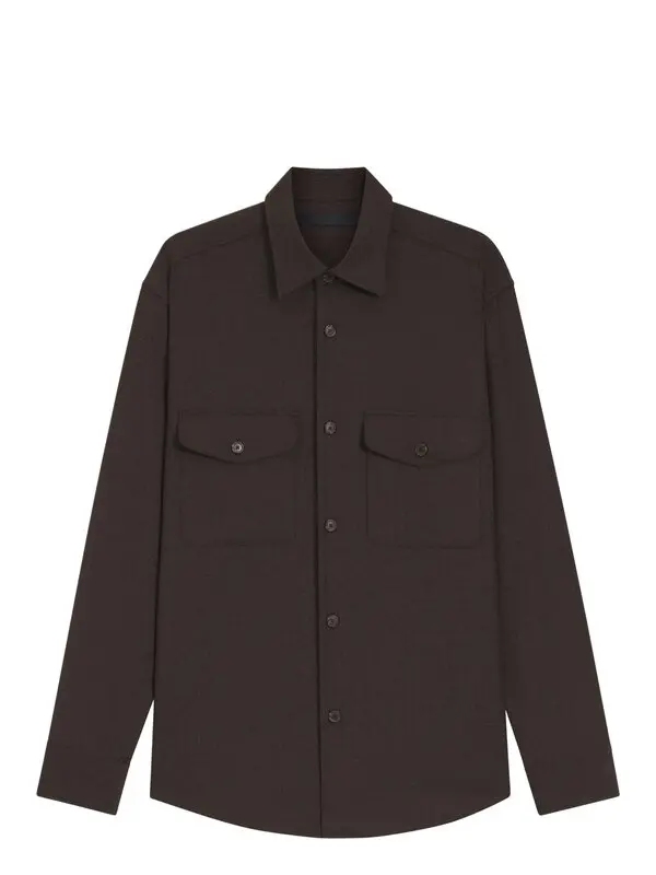 BOSS Beckham X Relaxed-fit Shirt In Virgin Wool - Light Brown
