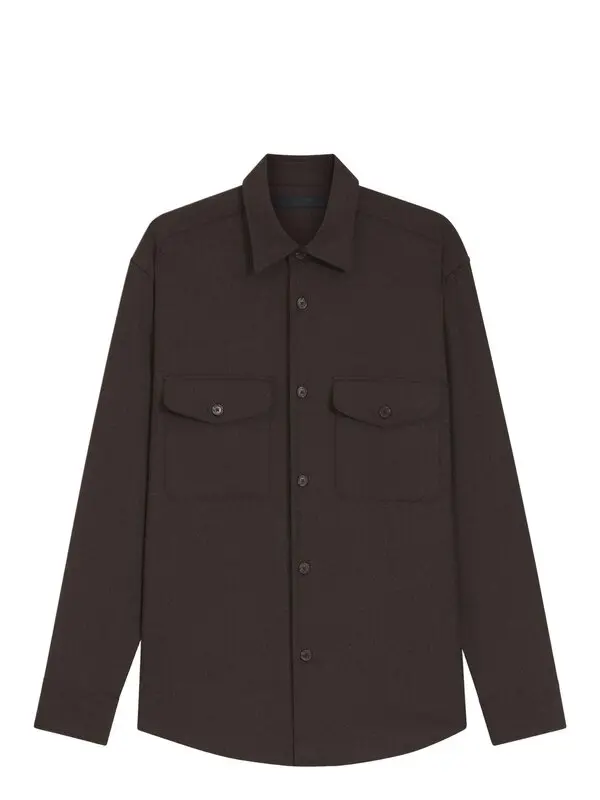 BOSS Beckham X Relaxed-fit Shirt In Virgin Wool - Light Brown