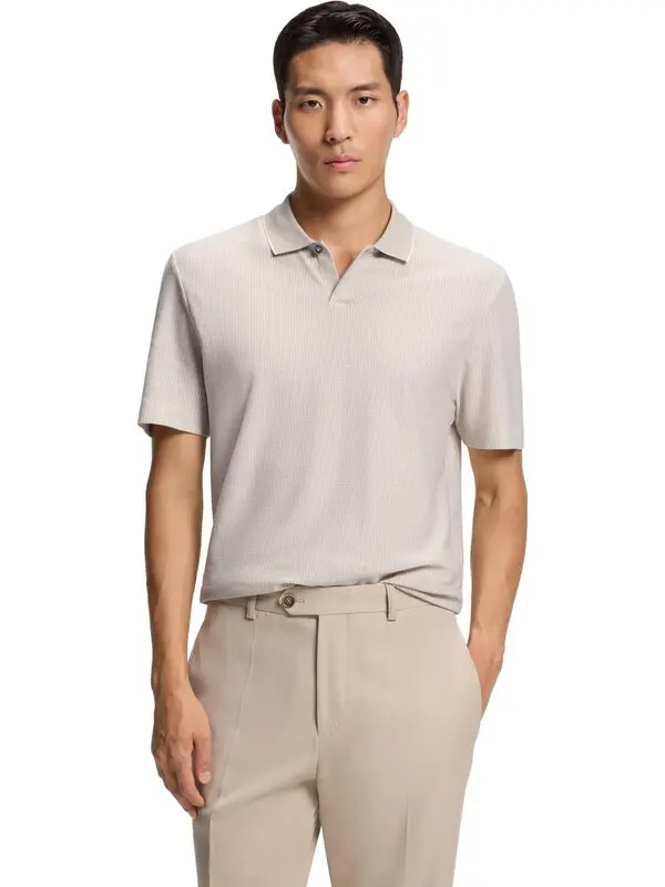BOSS Cotton-silk Polo Shirt With Three-tone Structure - Khaki