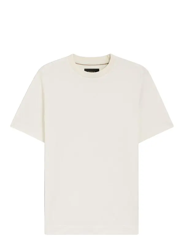 BOSS Cotton-silk T-shirt With Geometric Jacquard - White