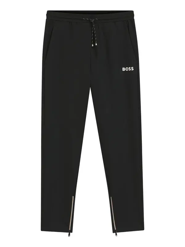 BOSS Stretch-gabardine Tracksuit Bottoms With Zipped Hems - Black