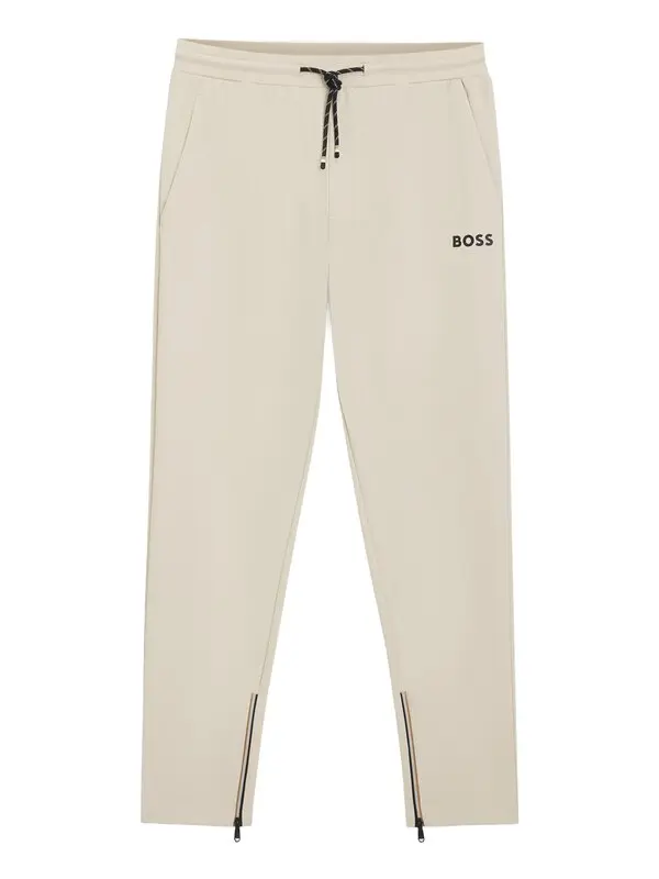 BOSS Stretch-gabardine Tracksuit Bottoms With Zipped Hems - Light Beige