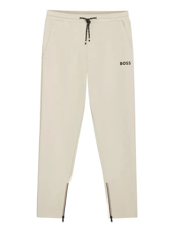 BOSS Active Stretch-gabardine Tracksuit Bottoms With Zipped Hems - Light Beige