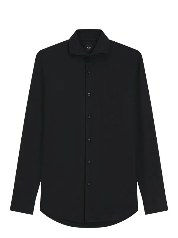 BOSS Wrinkle-resistant Slim-fit Shirt In Cotton Twill - Black