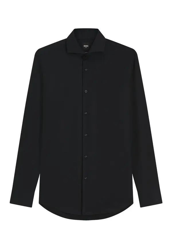 BOSS Wrinkle-resistant Slim-fit Shirt In Cotton Twill - Black