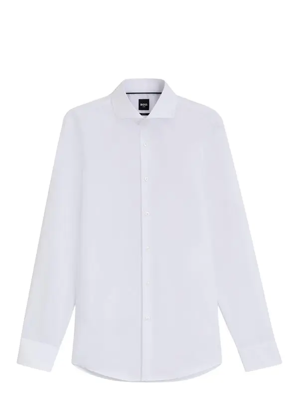 BOSS Wrinkle-resistant Slim-fit Shirt In Cotton Twill - White