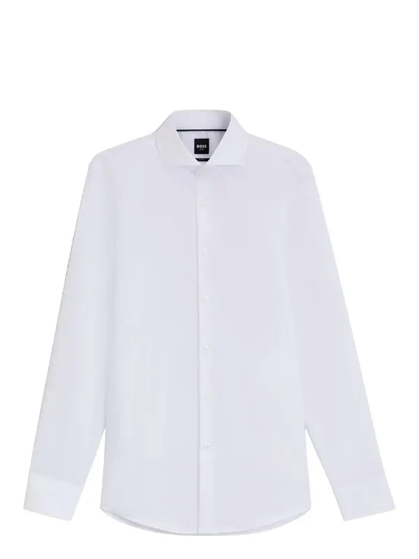BOSS Wrinkle-resistant Slim-fit Shirt In Cotton Twill - White