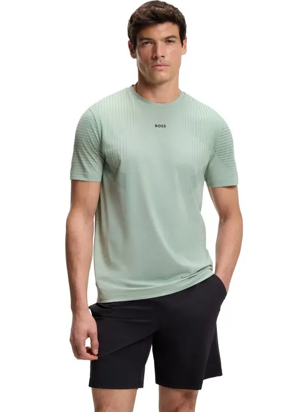 BOSS Quick-dry T-shirt With Reflective Details - Light Green
