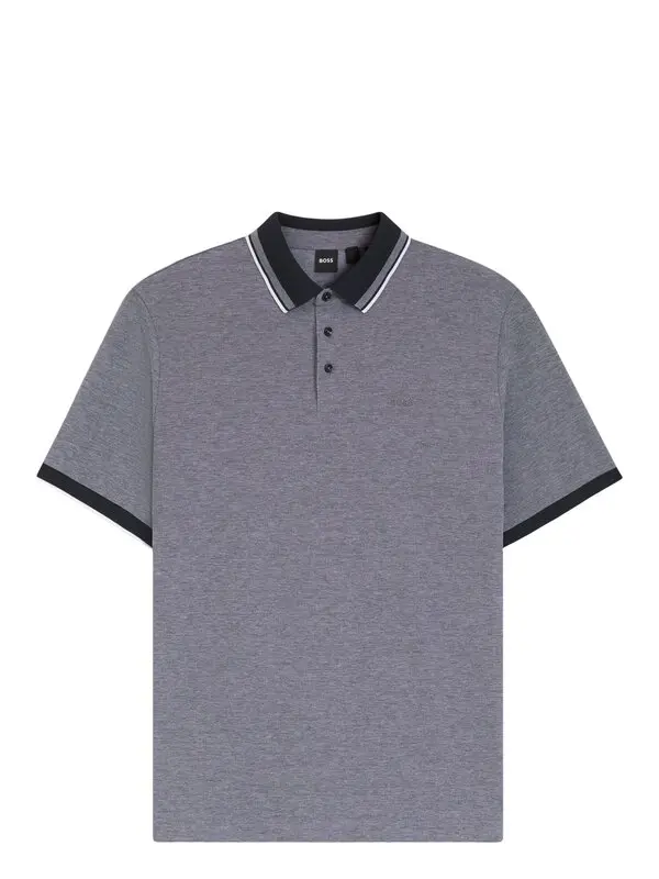 BOSS Oxford Cotton-piqué Polo Shirt With Logo Detail - Dark Blue