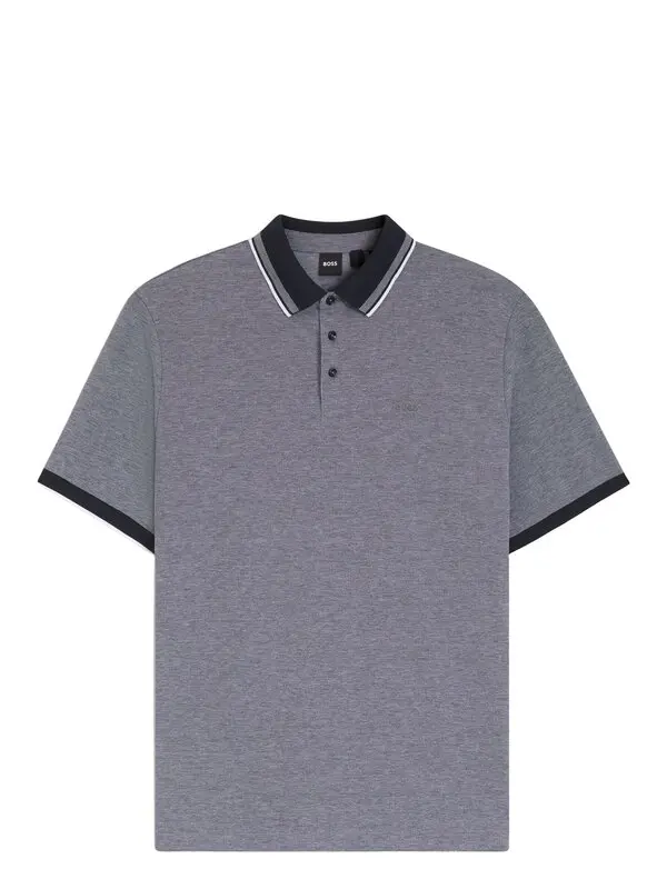 BOSS Oxford Cotton-piqué Polo Shirt With Logo Detail - Dark Blue