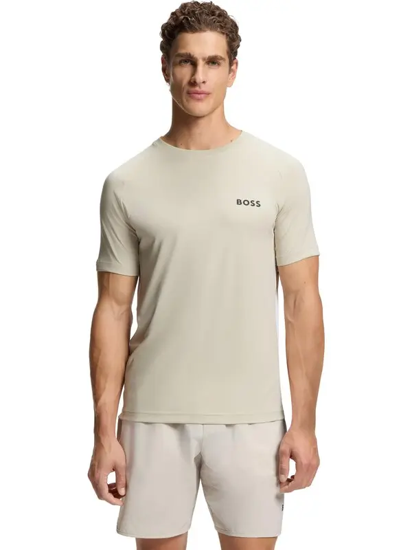 BOSS Quick-dry Slim-fit T-shirt With Four-way Stretch - Light Beige