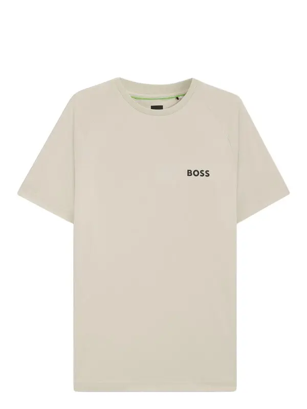 BOSS Active Quick-dry Slim-fit T-shirt With Four-way Stretch - Light Beige