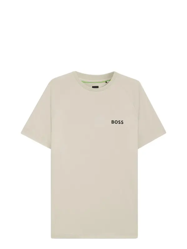 BOSS Active Quick-dry Slim-fit T-shirt With Four-way Stretch - Light Beige
