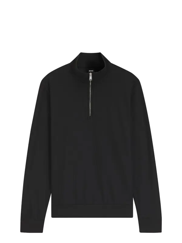 BOSS Quarter-zip Cotton Blend Sweatshirt - Black