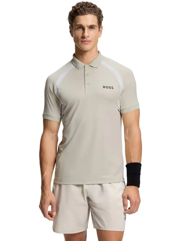 BOSS Quick-dry Slim-fit Polo Shirt With Four-way Stretch - Light Beige