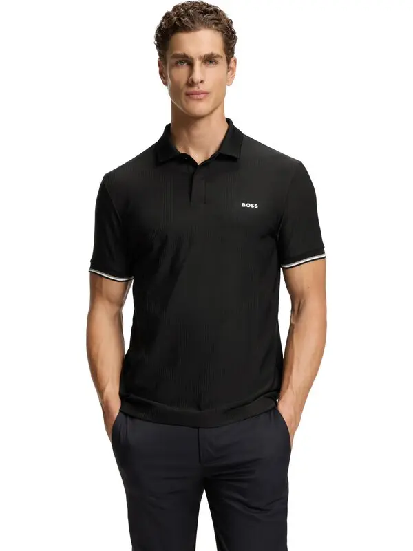 BOSS Bodymap-detail Polo Shirt With Quick-dry Performance - Black