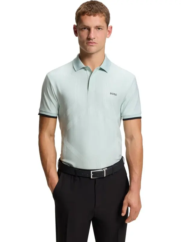 BOSS Bodymap-detail Polo Shirt With Quick-dry Performance - Turquoise