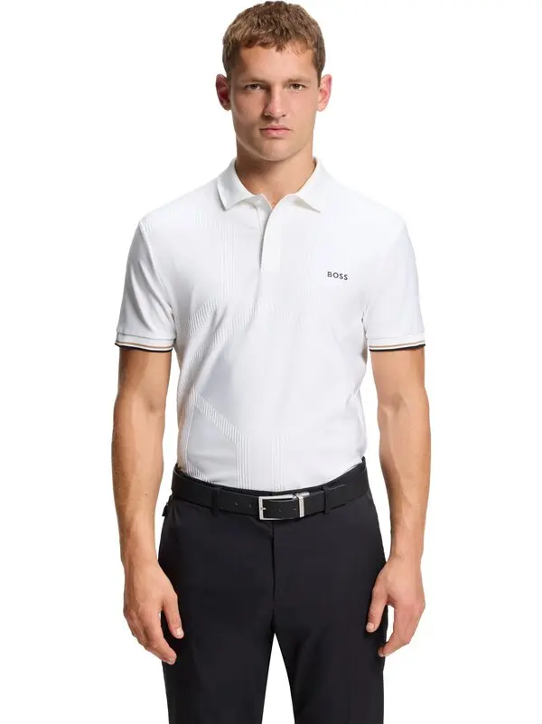 BOSS Bodymap-detail Polo Shirt With Quick-dry Performance - White