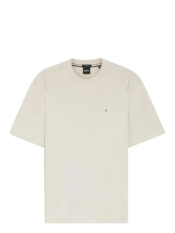 BOSS Mercerized-cotton T-shirt With Double B Monogram - White