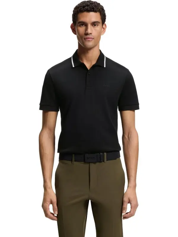 BOSS Paddy Slim-fit Polo Shirt In Interlock Cotton - Black
