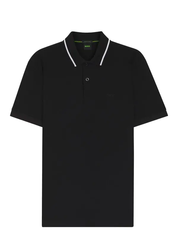 BOSS Paddy Slim-fit Polo Shirt In Interlock Cotton - Black