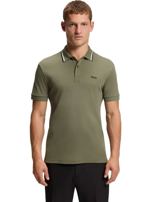 BOSS Paddy Slim-fit Polo Shirt In Interlock Cotton - Khaki