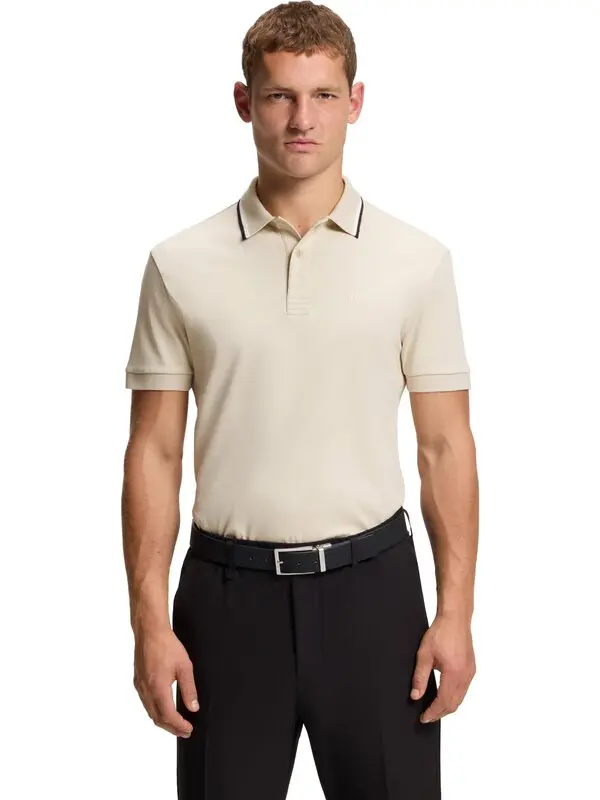 BOSS Paddy Slim-fit Polo Shirt In Interlock Cotton - Light Beige