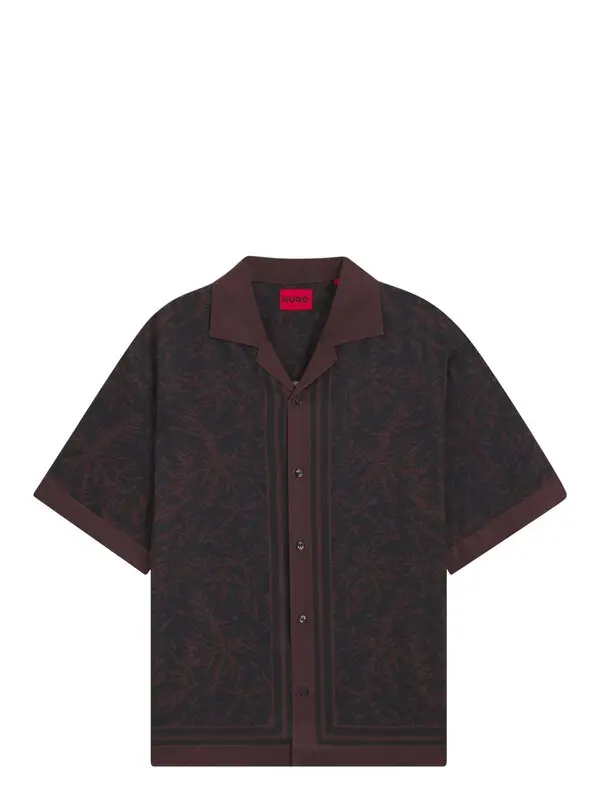 Hugo Oversized-fit Shirt With Digital Print - Light Brown