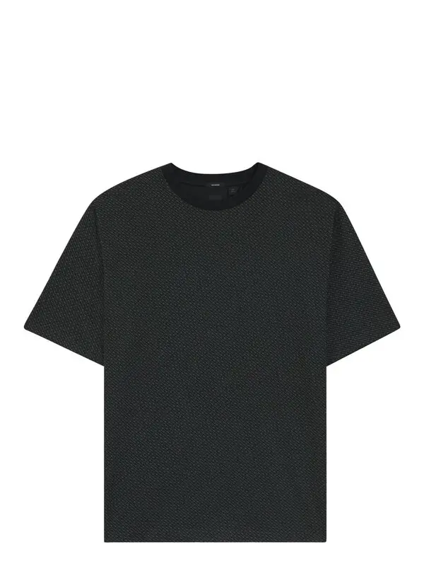 BOSS Printed-monogram T-shirt In Mercerised Cotton - Black