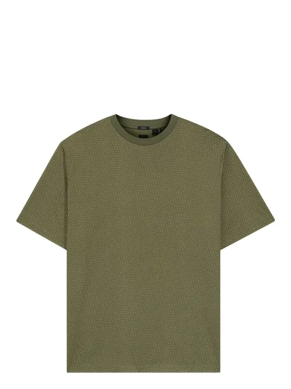 BOSS Printed-monogram T-shirt In Mercerised Cotton - Green