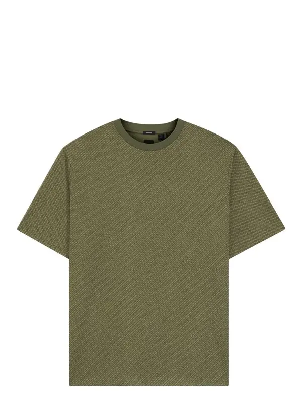 BOSS Printed-monogram T-shirt In Mercerised Cotton - Green