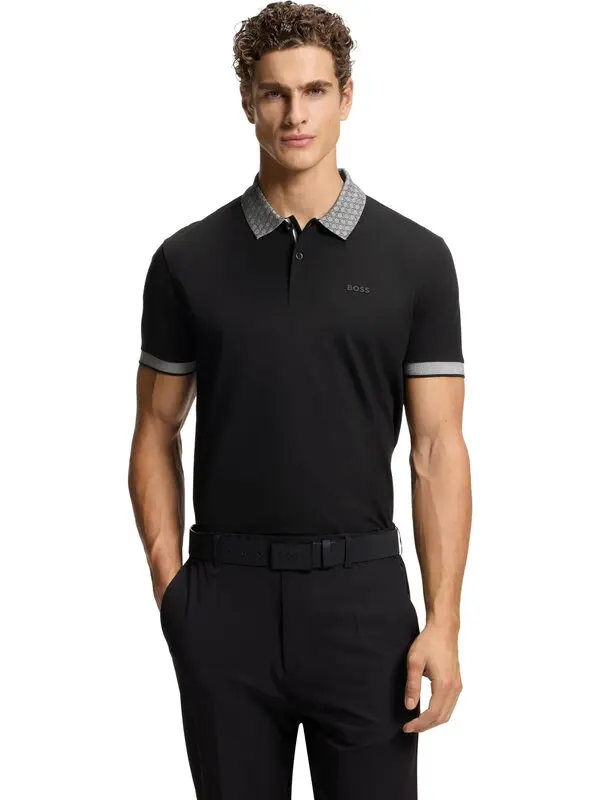 BOSS Paddy Polo Shirt In Stretch-cotton Piqu - Black