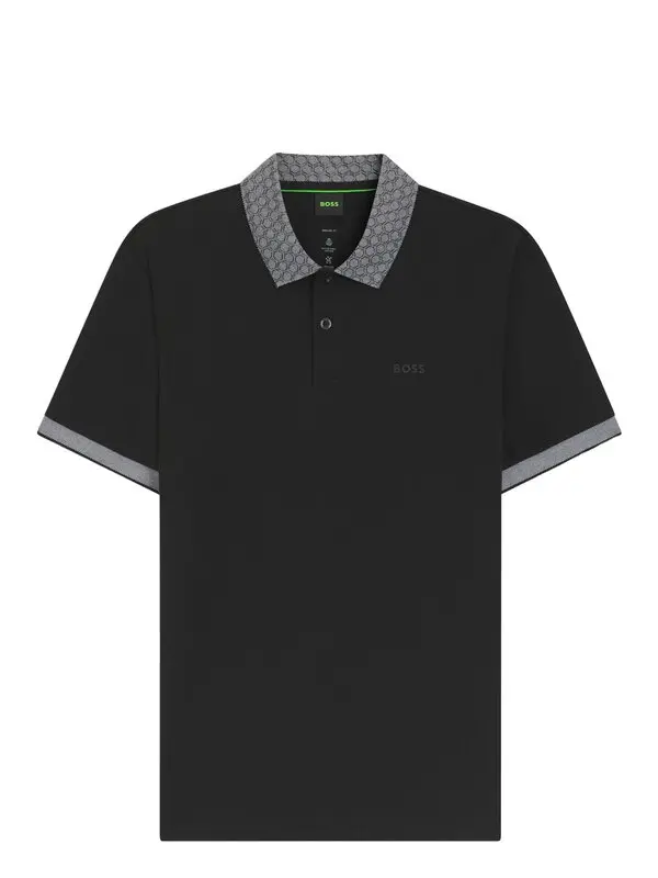 BOSS Paddy Polo Shirt In Stretch-cotton Piqu - Black