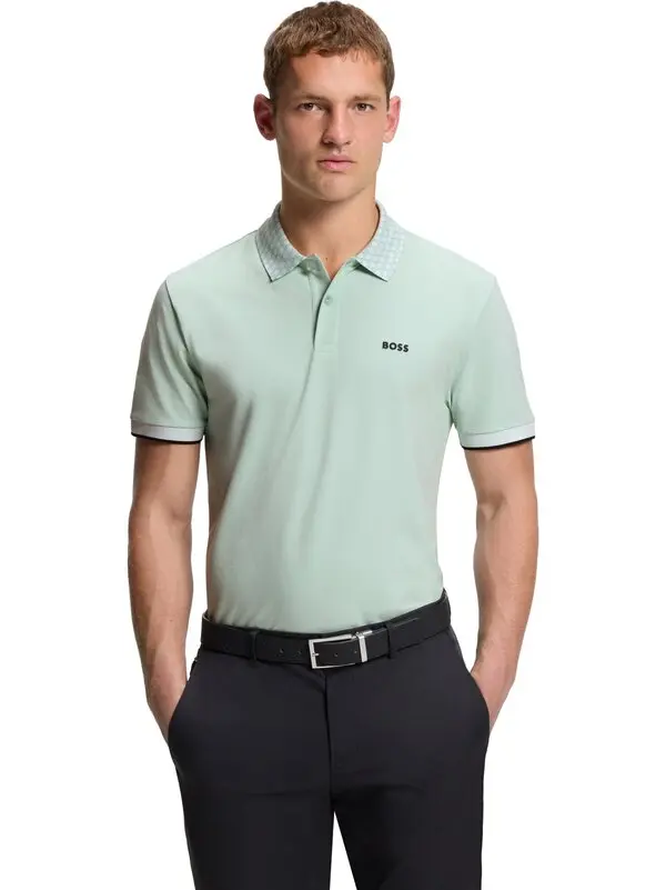 BOSS Paddy Polo Shirt In Stretch-cotton Piqu - Turquoise