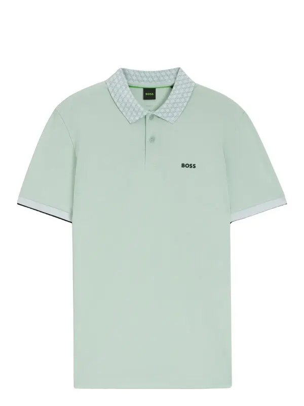 BOSS Paddy Polo Shirt In Stretch-cotton Piqu - Turquoise