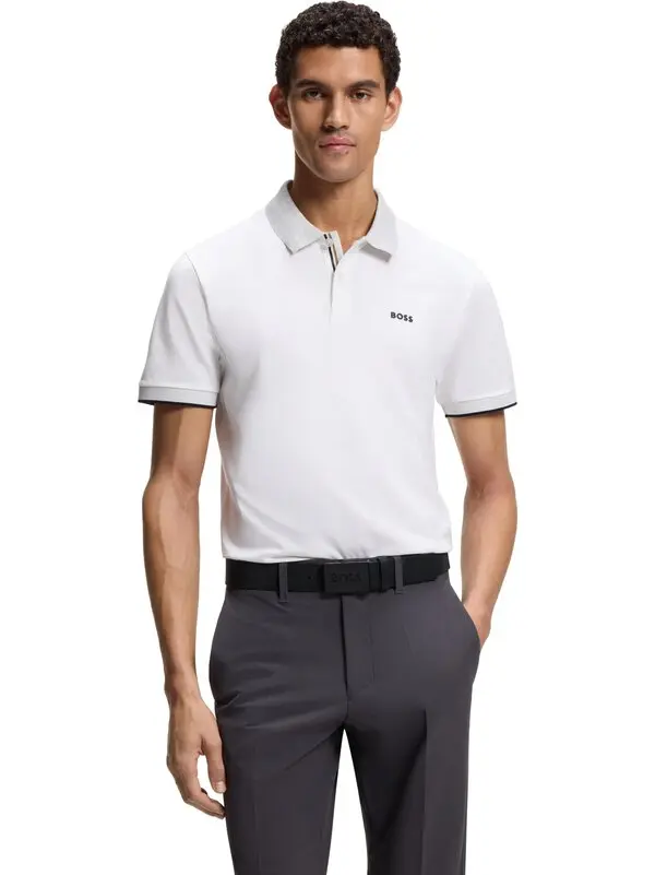 BOSS Paddy Polo Shirt In Stretch-cotton Piqu - White