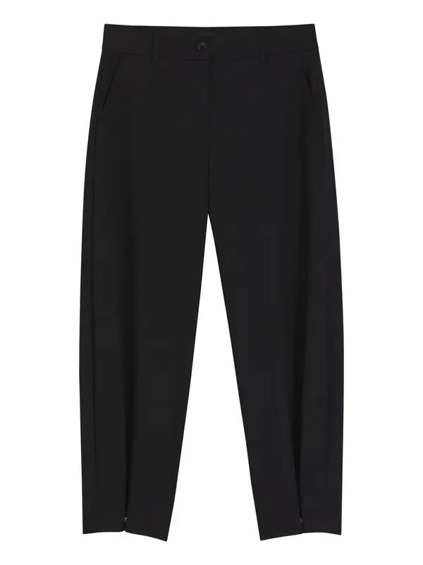 BOSS Barrel-leg Trousers In Stretch Twill - Black