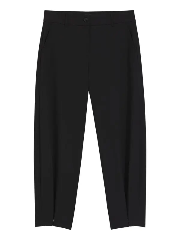 BOSS Barrel-leg Trousers In Stretch Twill - Black