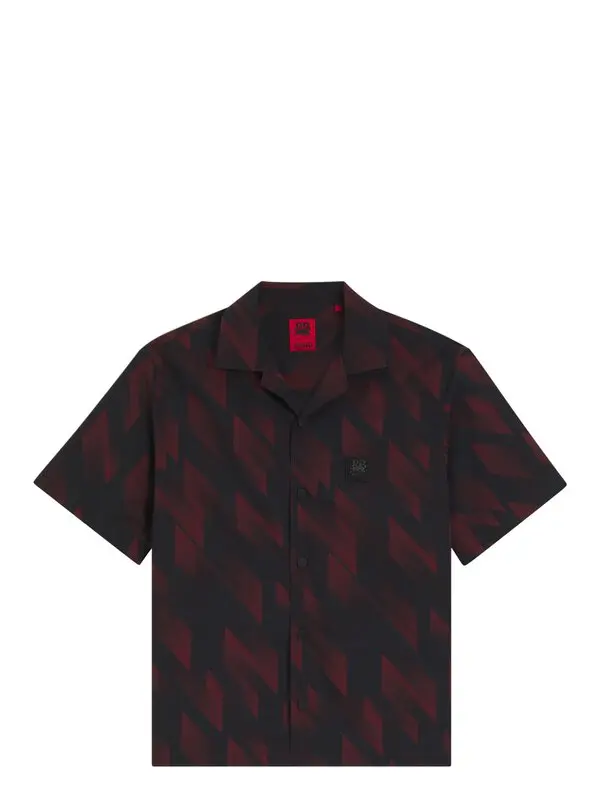 Hugo X Rb Oversized-fit Shirt With Printed Pattern - Dark Brown