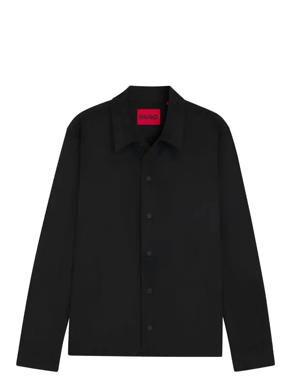Hugo Oversized-fit Shirt In Faux Leather - Black